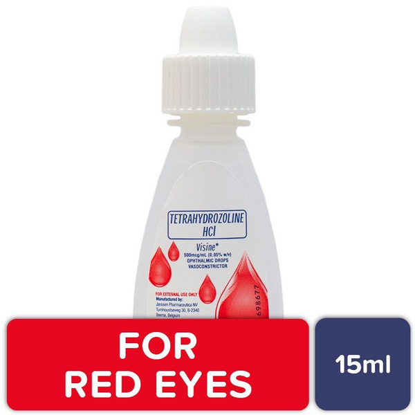 VISINE Tetrahydrozoline Hydrochloride 500mcg / mL Ophthalmic Drops 15mL ...